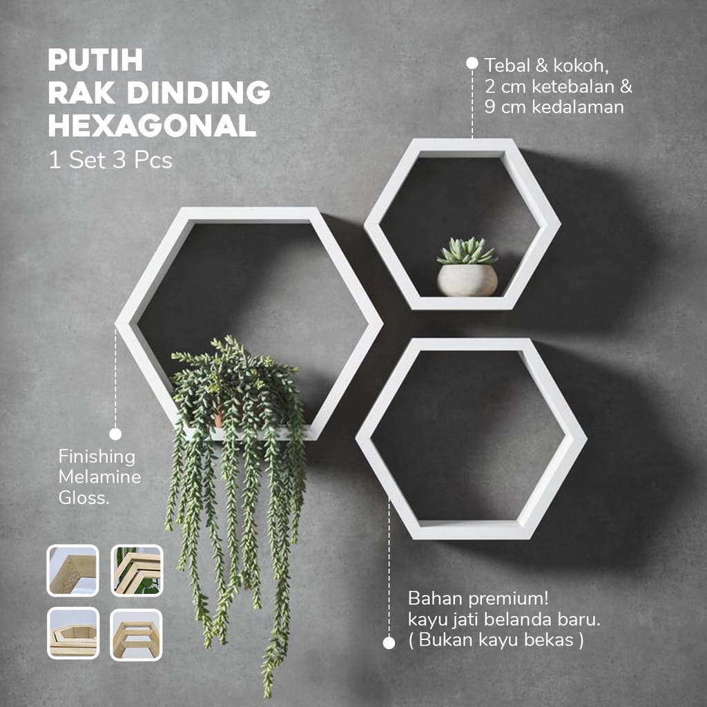 Jual Rak Dinding Hexagonal Gantung Hiasan Tembok Dekorasi Tempel Kamar ...