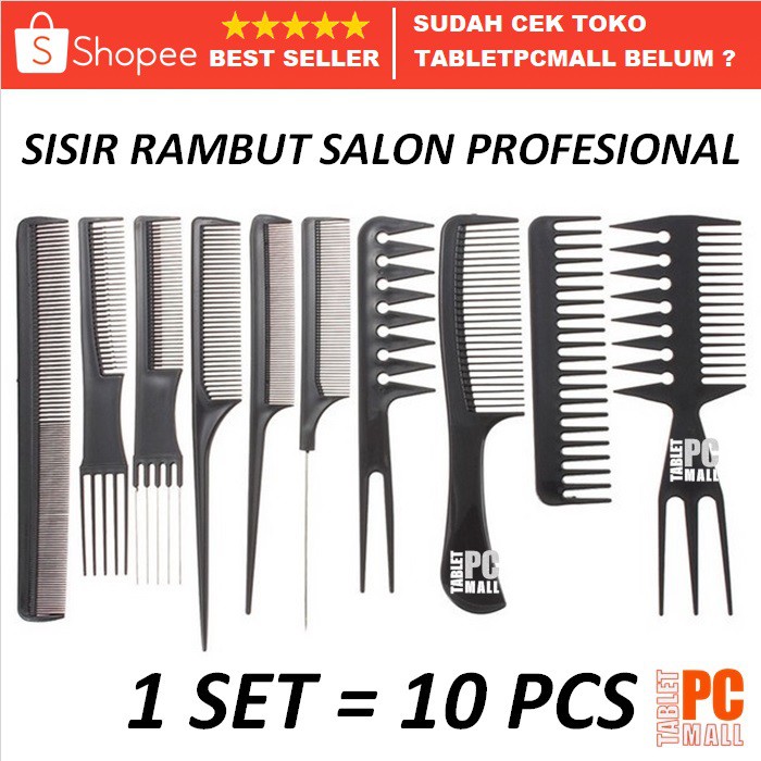 Jual Sisir Rambut Salon Profesional 1 Set 10pcs Anti Static Hair Combs ...