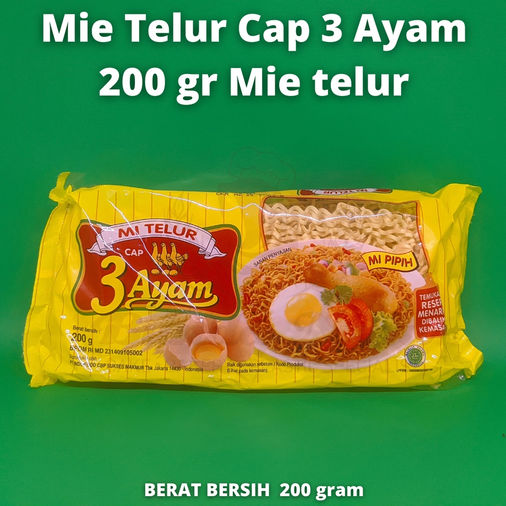 Jual Mie Telur Cap 3 Ayam Mi Telur 200 gr | Shopee Indonesia