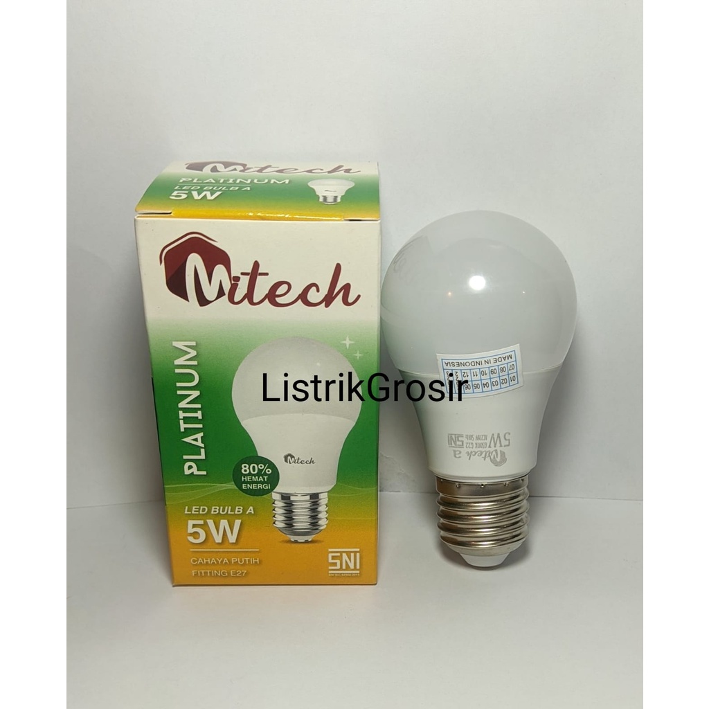 Jual Lampu Led MiTech Platinum A Bulb 5w 5 Watt Bohlam Led Bergaransi 1Thn | Shopee Indonesia