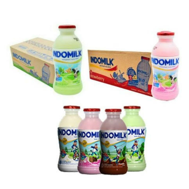 Jual Surabaya susu cair uht indomilk milk botol dus kartun 190ml melon strawberry coklat ...