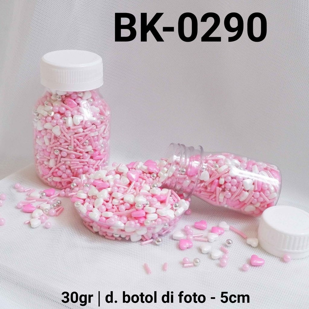 Jual BK-0290 Sprinkles sprinkle springkel 30gr hati pink putih | Shopee ...