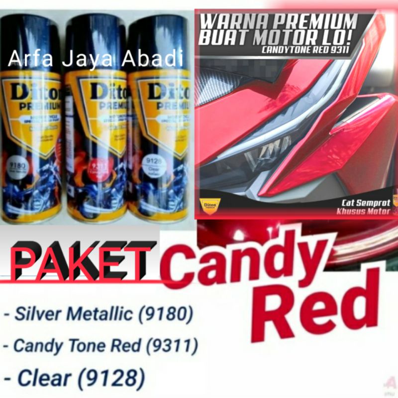 Jual PAKET Pilok Pilox DITON Premium 400 CC Silver Metalik+ Candy Red ...
