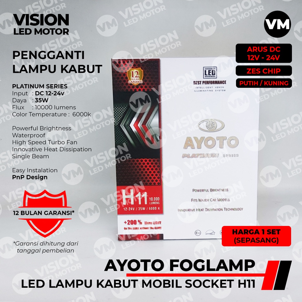 Jual [AYOTO] LAMPU KABUT (FOGLAMP) H11 LED MOBIL (UNIVERSAL UNTUK MOBIL SOCKET H11) | Shopee ...