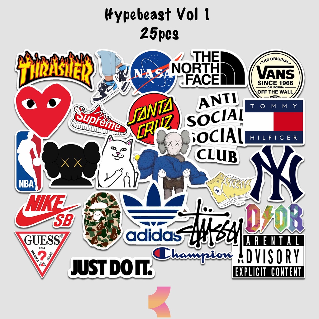 Jual Stiker Logo Brand Aesthetic Hypebeast Case Hp Laptop Helm Vinyl ...