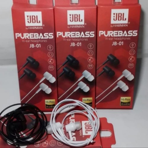 Jual Handsfree Hansfree JBL JB01 Purebass Earphone JBL JB-01 Headset JBL JB-01 Stereo Bass Merah ...