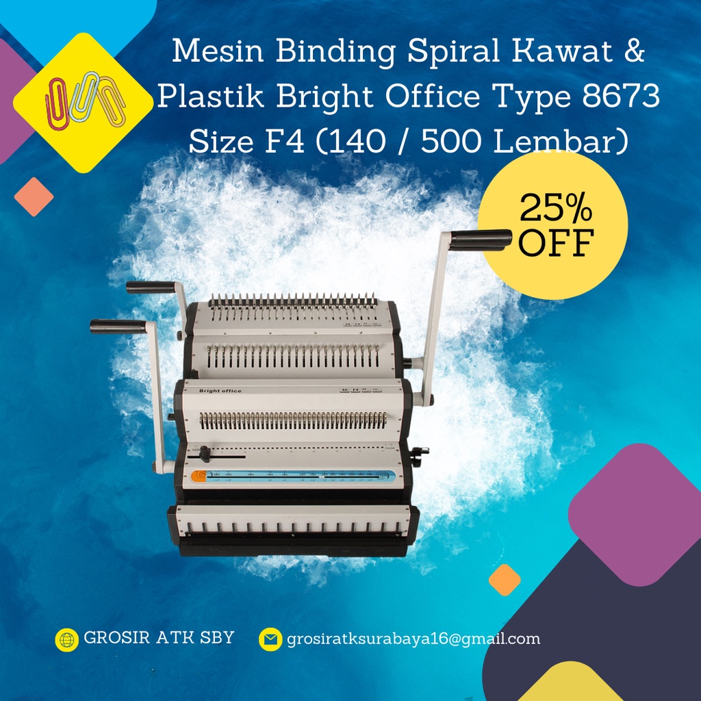 Jual Mesin Binding Spiral Plastik Dan Kawat Ukuran F4 / FC Bright ...
