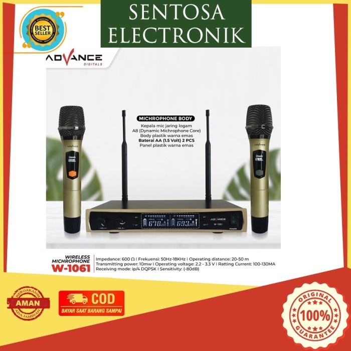 Jual ADVANCE MIC WIRELESS UHF Digital Microphone System W 1061 | Shopee ...