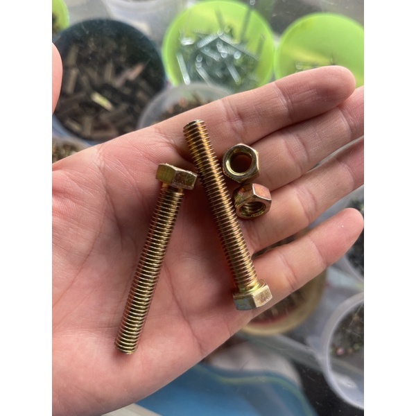 Jual BMK M8 x 55 - BAUT MUR BESI KUNING KUNCI 12 PJG 5.5 CM DRAT HALUS ...