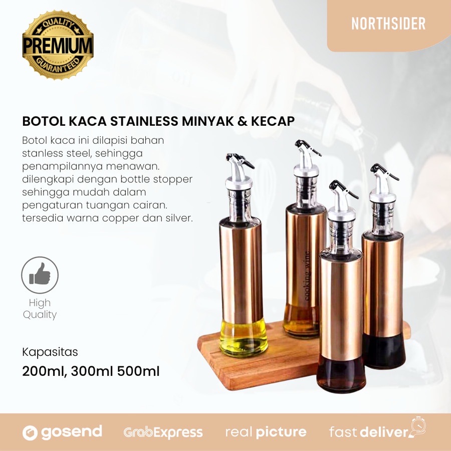 Jual Botol kaca stainless minyak kecap cuka saus syrup A3726 | Shopee ...