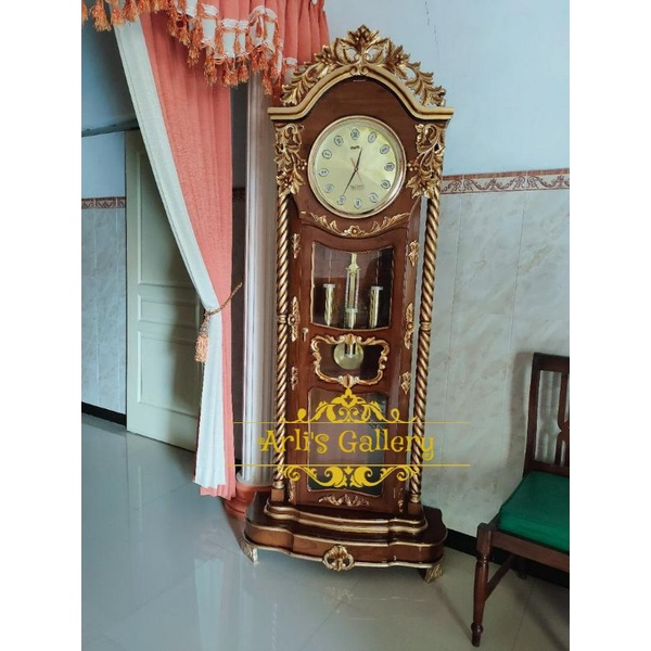 Jual lemari jam hias anggur tiang untir kayu jati furniture jepara ...