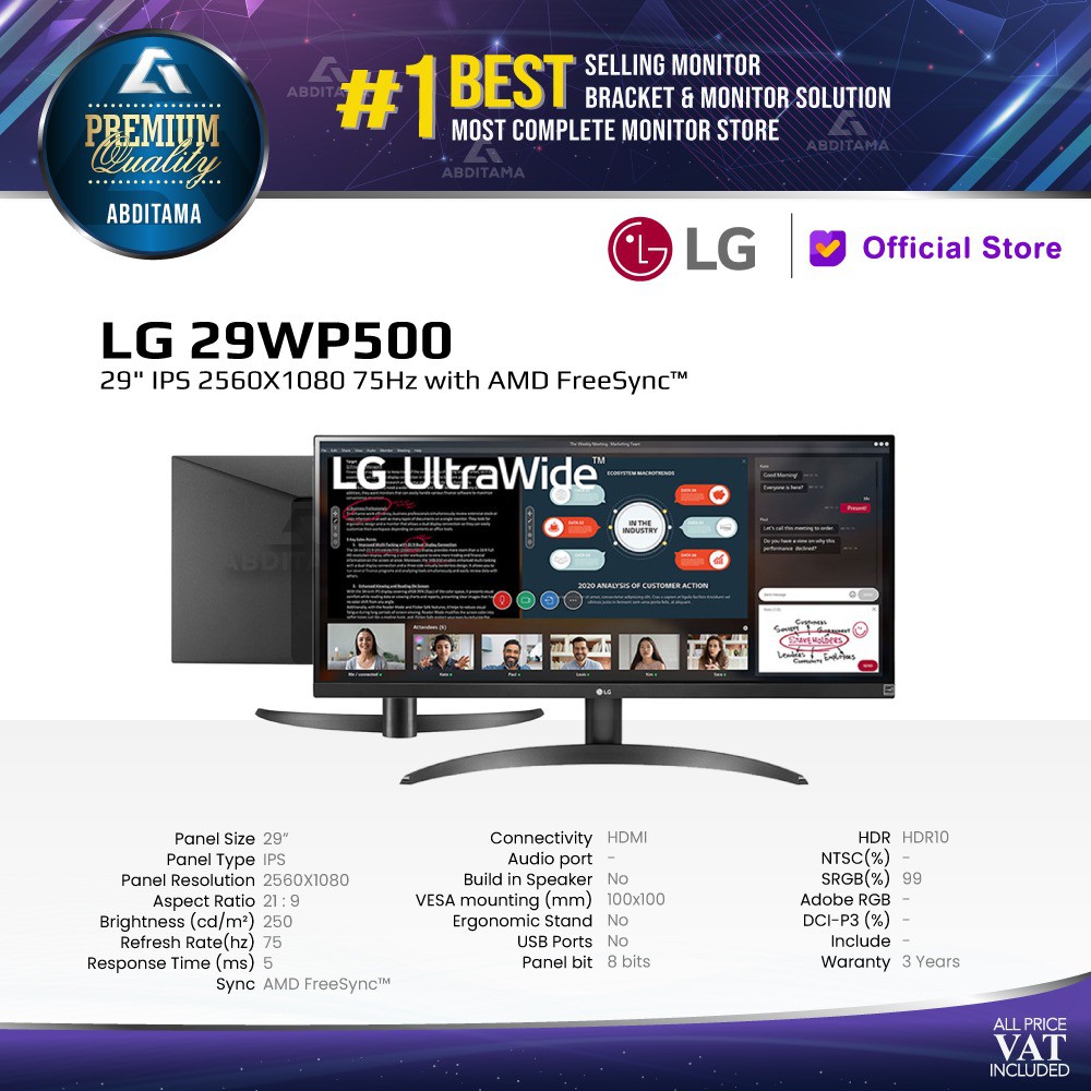 Jual Monitor LED LG 29WP500 29" Ultrawide IPS 2560x1080 HDMI HDR10 ...