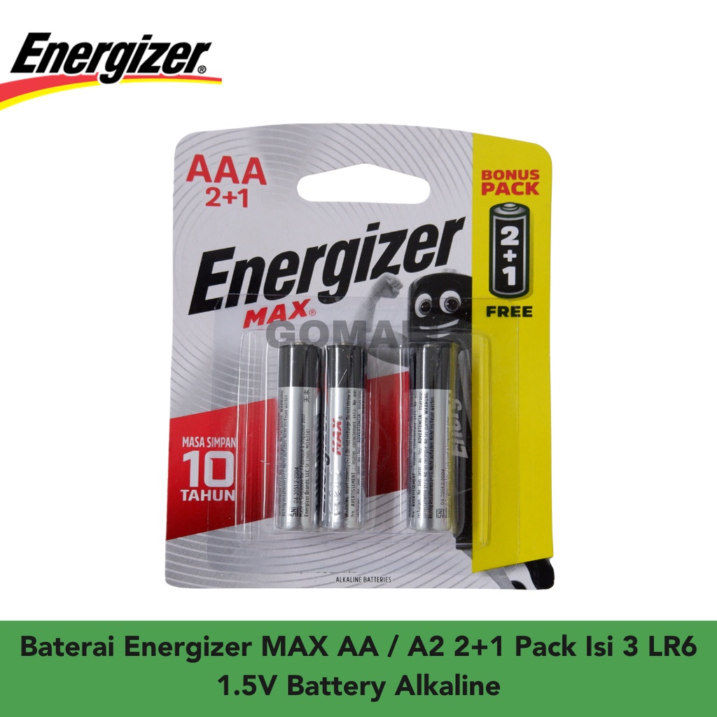 Jual Baterai Energizer MAX AA / A2 2+1 Pack Isi 3 LR6 1.5V Battery Alkaline | Shopee Indonesia