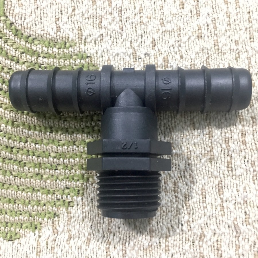 Jual Tee Connector Male Thread Drat 1/2" inch to Selang PE 13x16mm ...