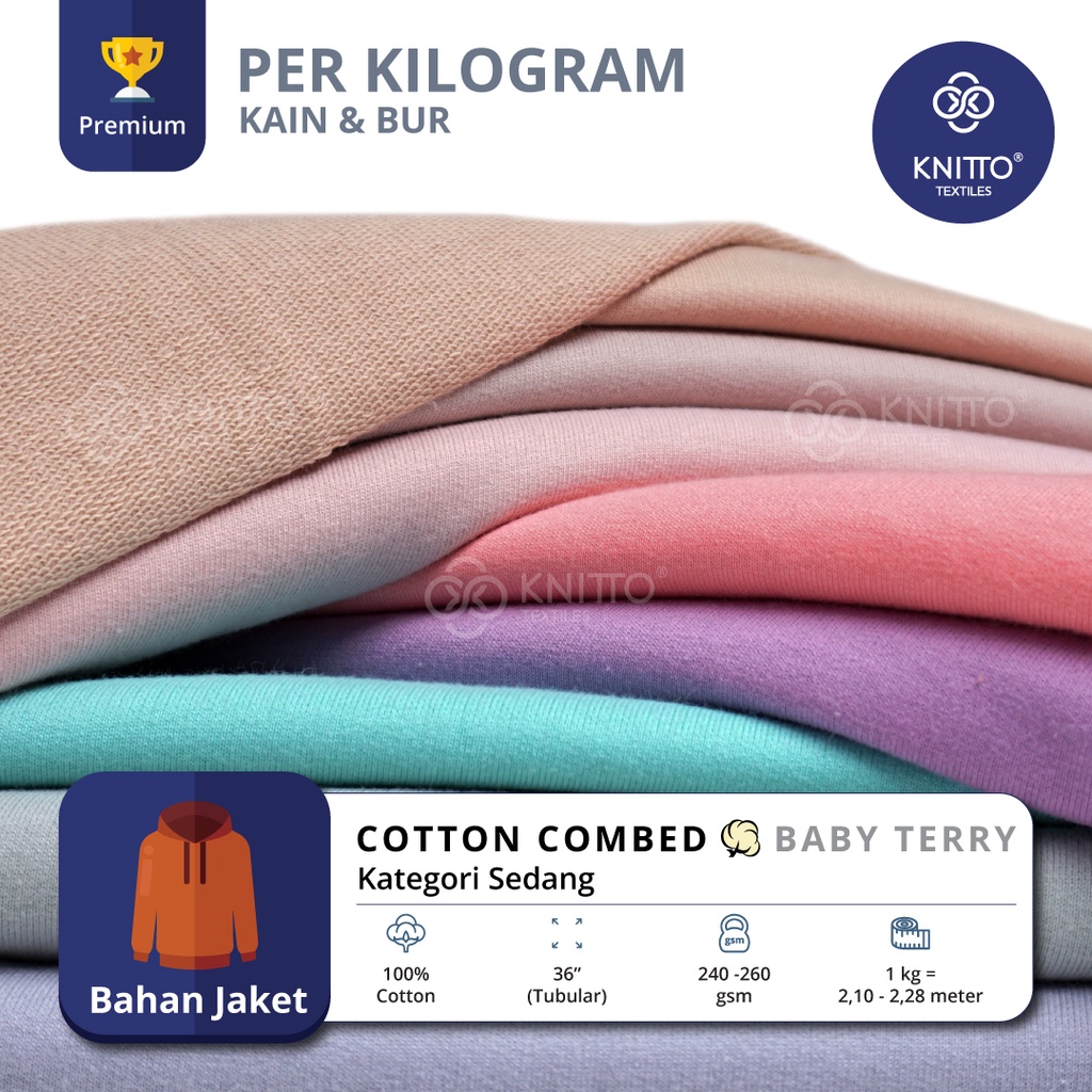 Jual KAIN COTTON COMBED BABY TERRY WARNA MUDA + BUR ( BAHAN SWEATER ...