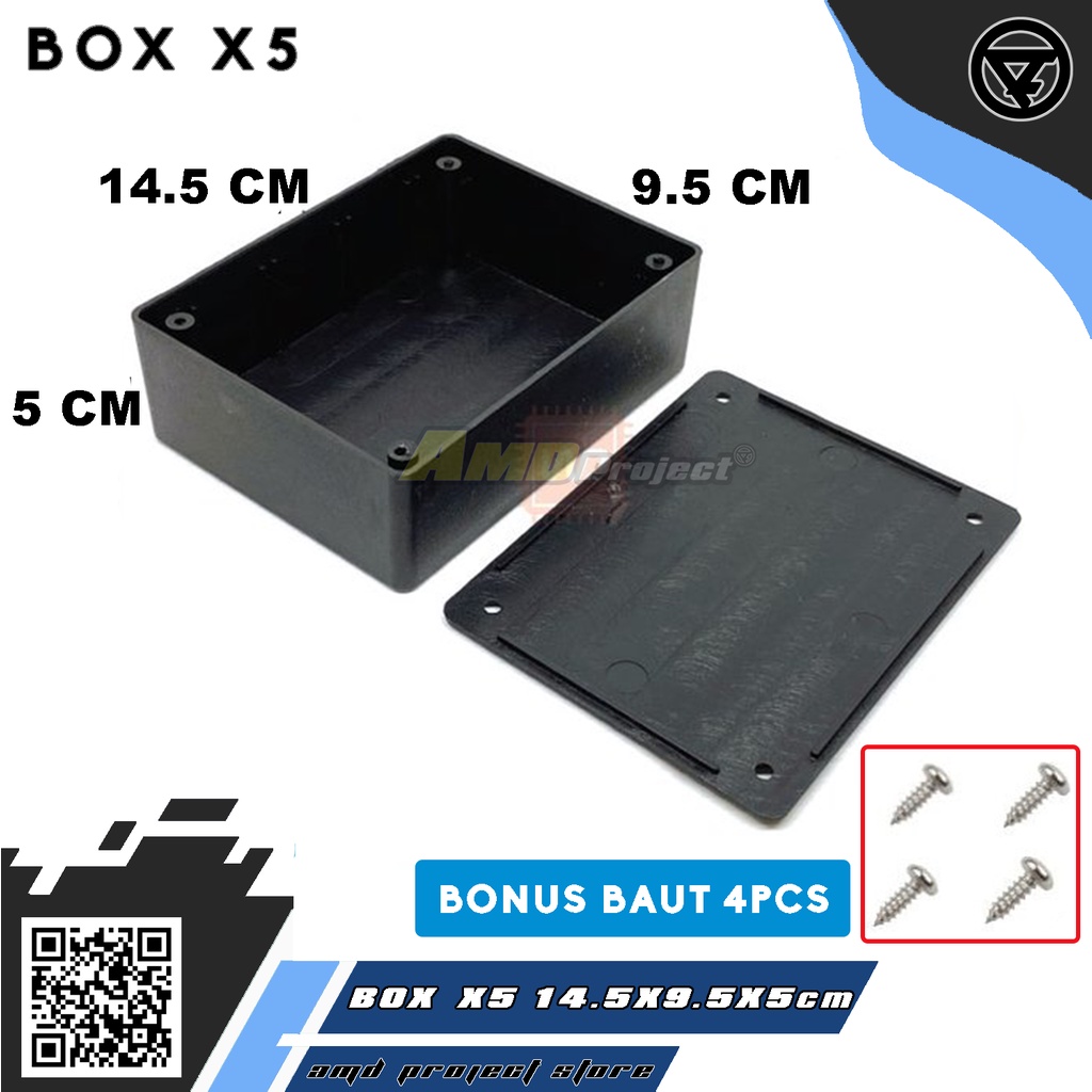 Jual BOX X5 Ukuran 14.5x9.5x5 cm Kotak Hitam Elektronik DIY Free Baut 4 ...