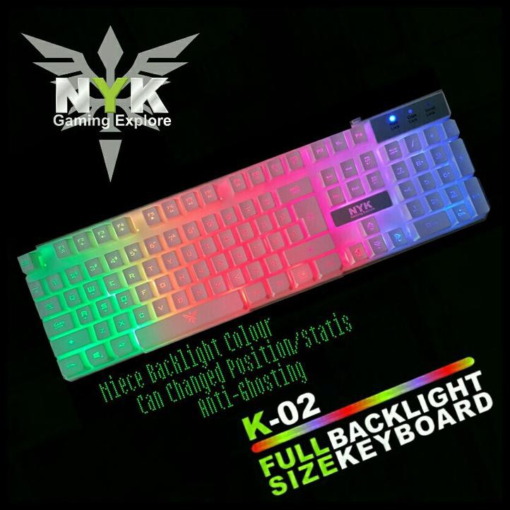 Jual Nyk ( K02 / K-02 ) Keyboard Gaming Rgb Warna Putih / White + 8 ...