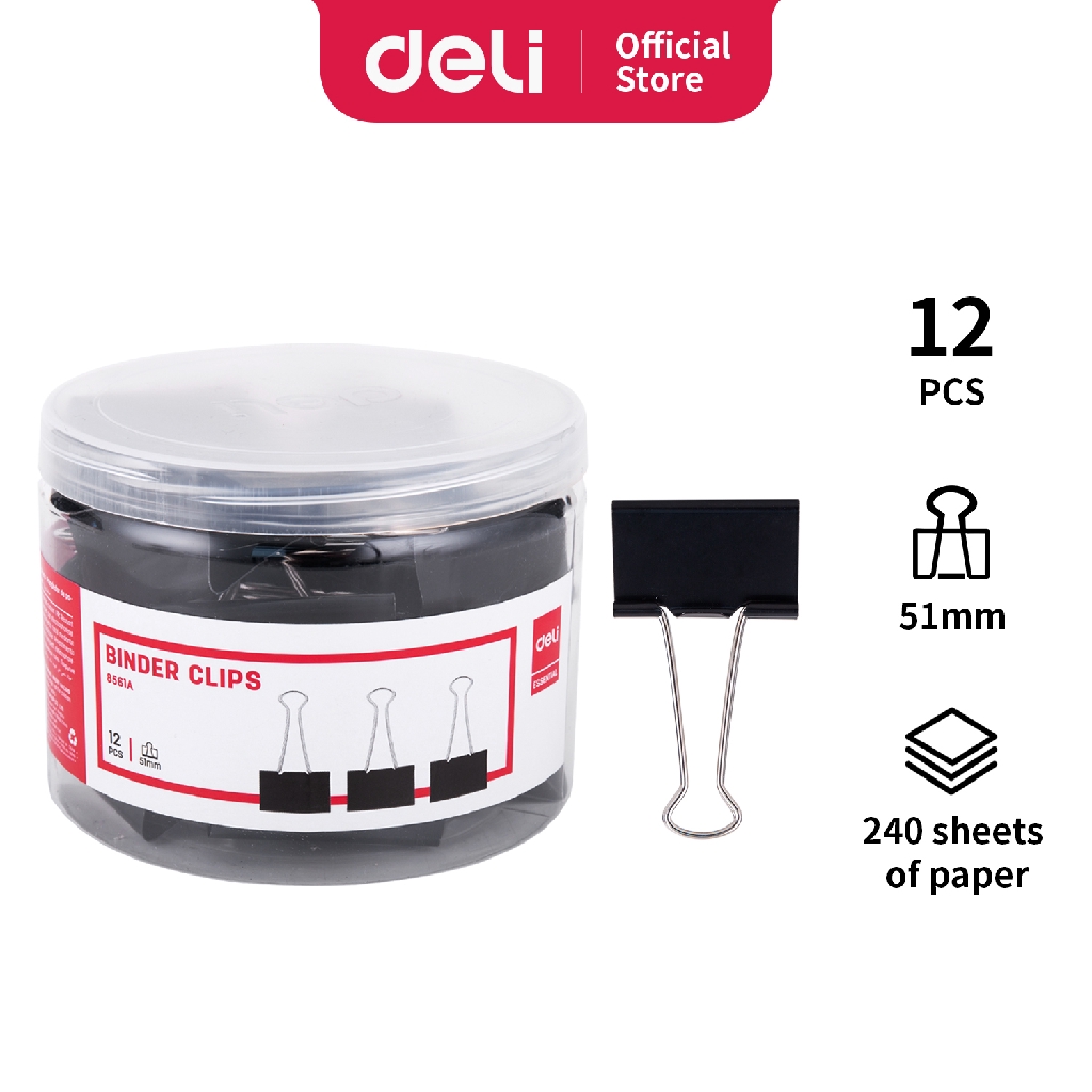 Jual Deli Seri Klip Binder Binder Clip Series Hitam Black 12 Tube 0.4mm ...