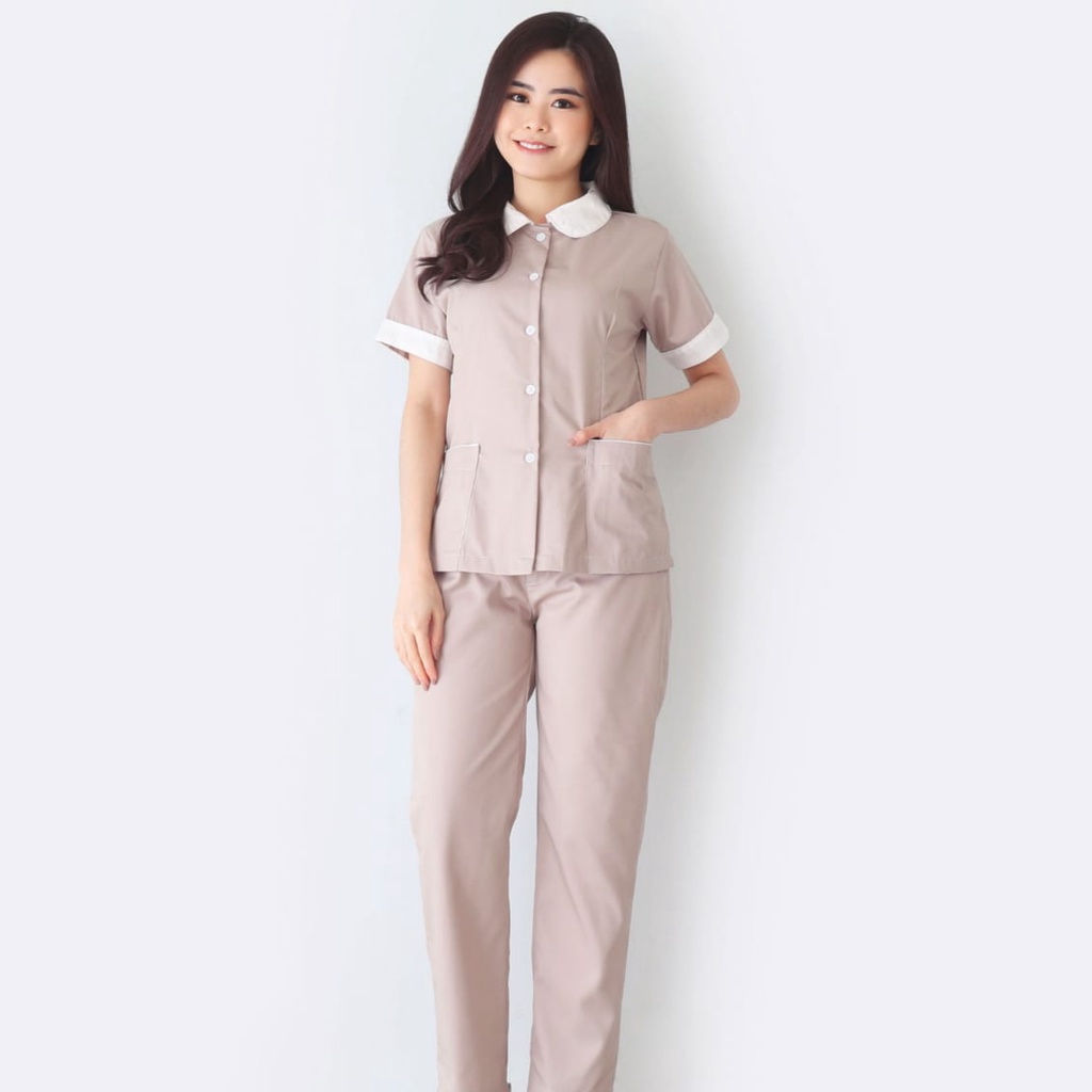 Jual [Renne] Baju Seragam Suster Tiffany Short Sleeve / Baju Baby Sitter Jumbo / Baju Suster Big ...