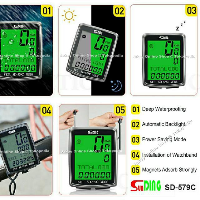 Jual meter Sepeda Wireless Tanpa Kabel Bicycle Sunding SD-579C SD579C ...