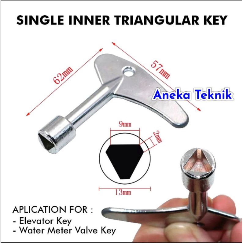 Jual Single Inner Triangular Key / Kunci Elevator Water Meter Valve ...
