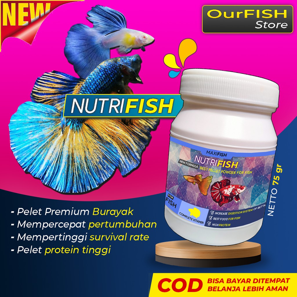 Jual OURFISH - Pakan Pelet Burayak Cupang Nutrifish Galaxy Louhan Koi Molly Guppy Tetra Neon ...