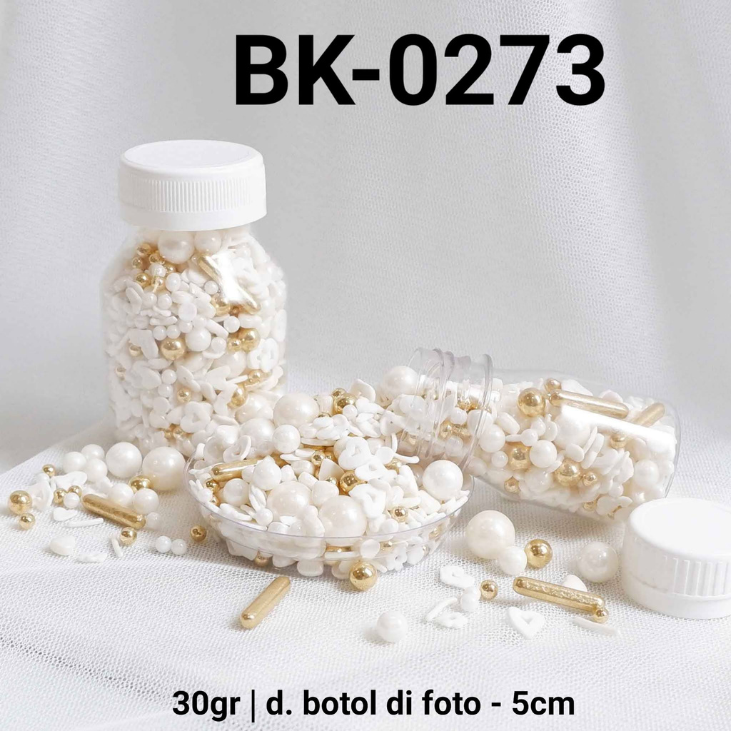 Jual BK-0273 Sprinkles sprinkle springkel 30gr putih emas mutiara hati ...