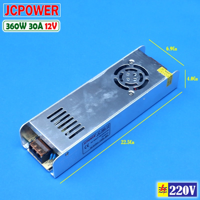 Jual JCPOWER 360W PSU 360 Watt 12V 30A DC Power Supply CCTV Neon Box ...