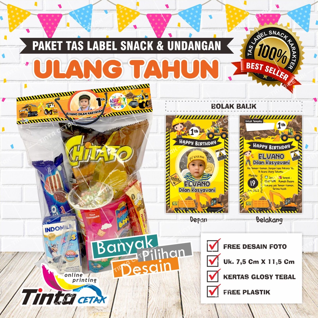 Jual Paket hemat (Label snack ulang tahun & Undangan) | Shopee Indonesia