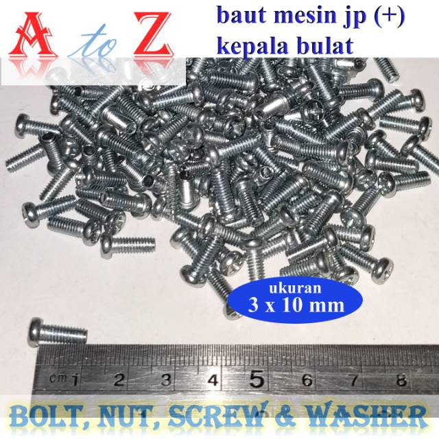 Jual Baut mesin jp (+) 3x10mm/machine screw/skrup/sekrup mesin jp (+) 3 ...