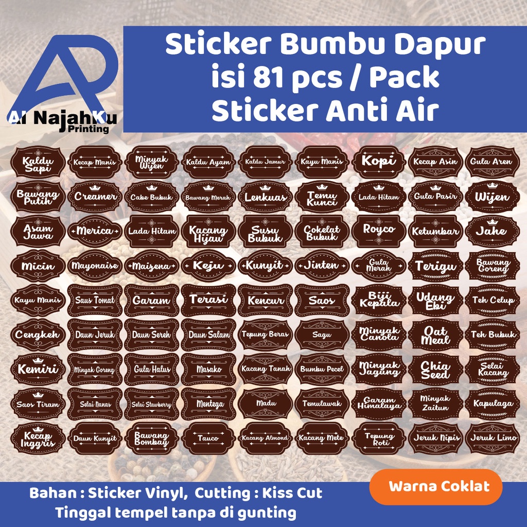 Jual (ISI 81PCS) STIKER LABEL NAMA BUMBU DAPUR UKURAN 5X3CM STICKER ...