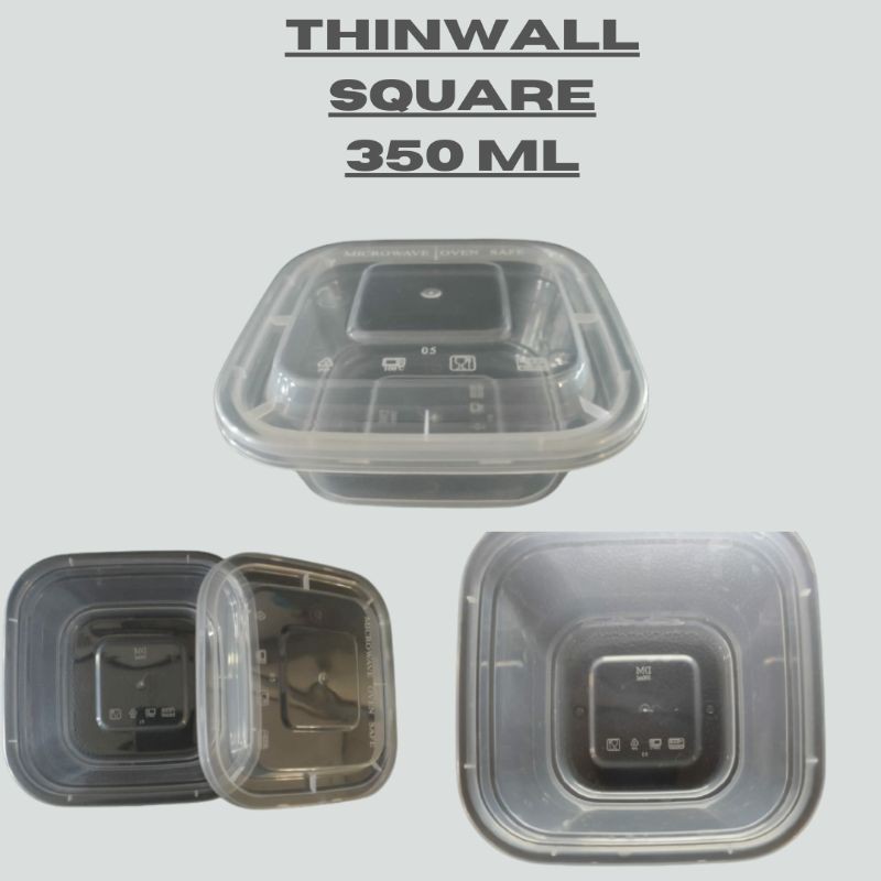 Jual THINWALL SQUARE 350 ML/WADAH KOTAK MAKAN 350 ML (ISI 25 PCS) | Shopee Indonesia