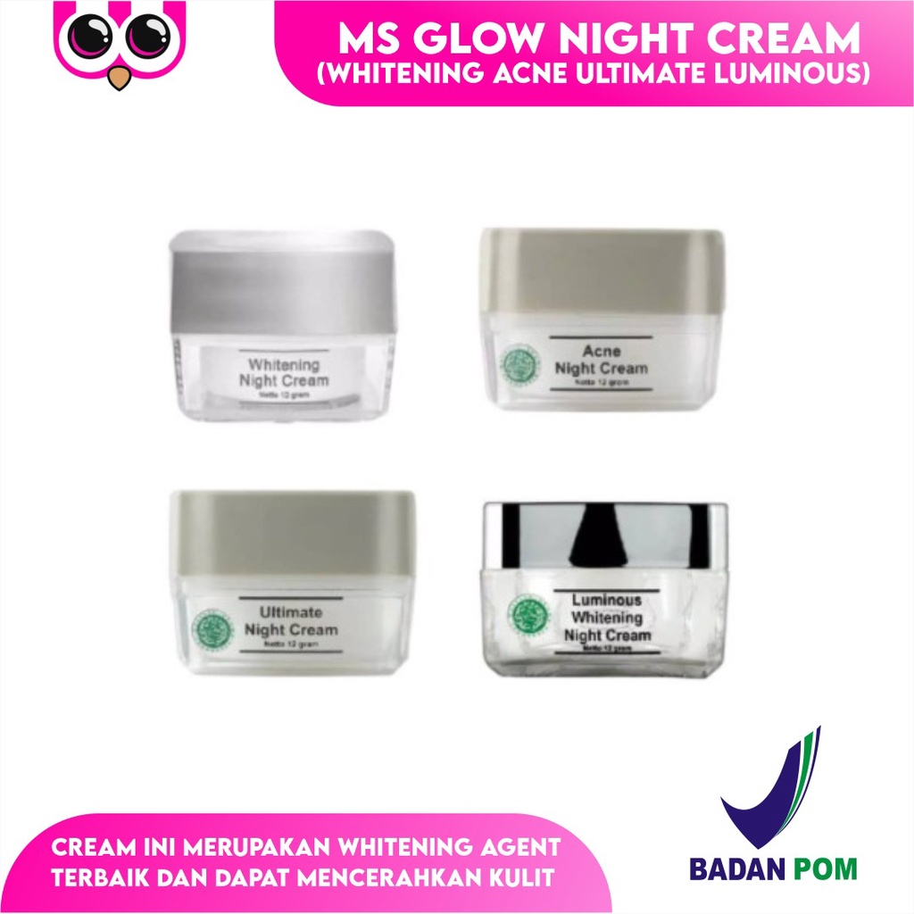 Jual [ CREAM MALAM ] MS GLOW NIGHT CREAM WHITENING ACNE ULTIMATE ...