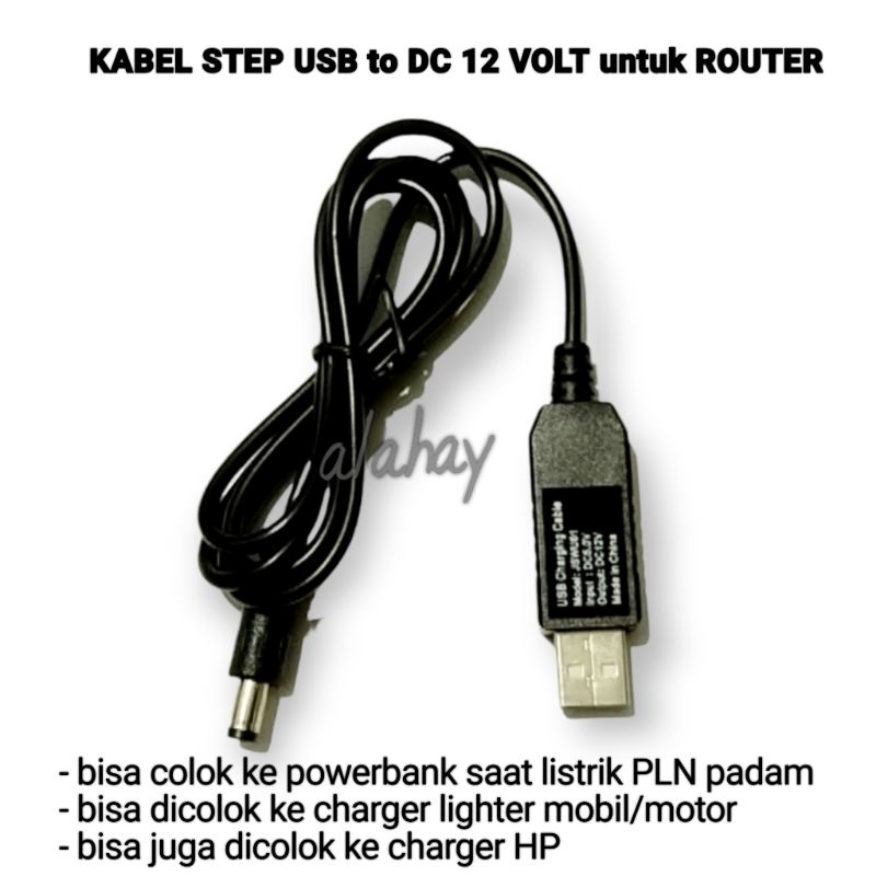 Jual KABEL USB POWERBANK DC 5V KE 12V DC UNTUK ROUTER / MODEM DAN ...