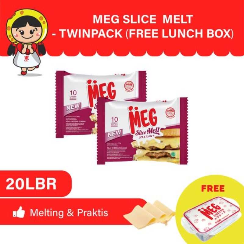Jual MEG Cheddar Slice Melt 20 Lembar Free Lunch Box Keju Brand Jepang ...