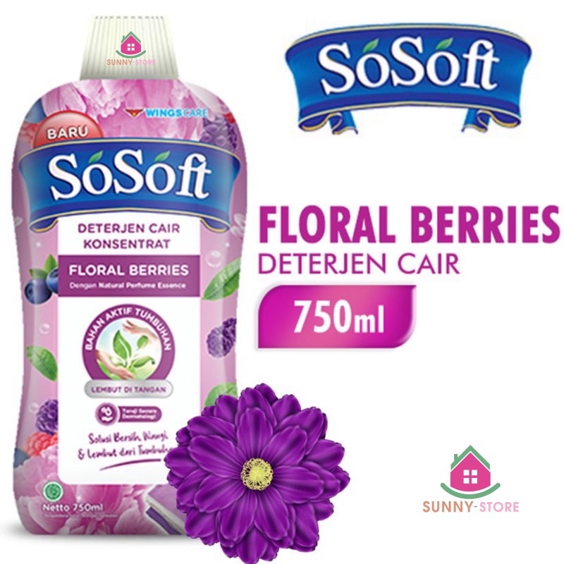 Jual SoSoft Liquid Detergent 750ml Fresh Bottle So Soft Sweet Bouquet ...
