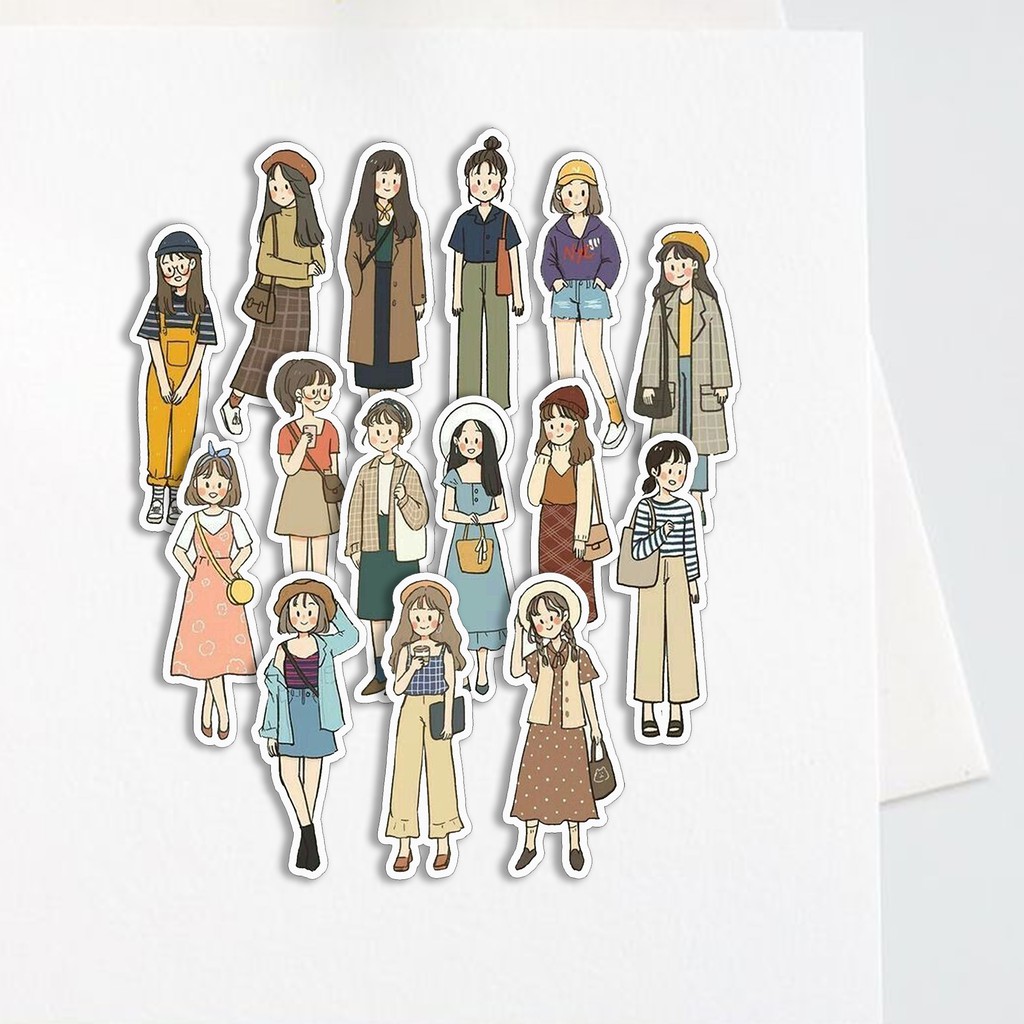 Jual Sticker Korean Girls Aesthetic Sticker Waterproof (15 pcs ...