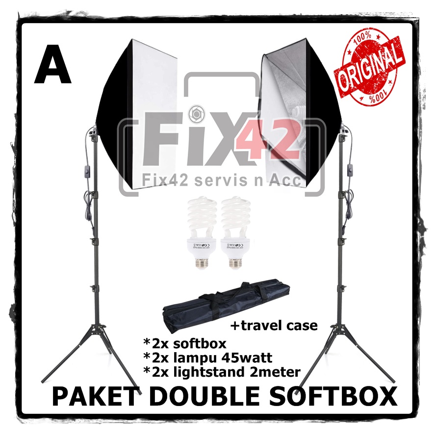Jual Paket Double Softbox Light Stand 2m Lampu Video Lighting