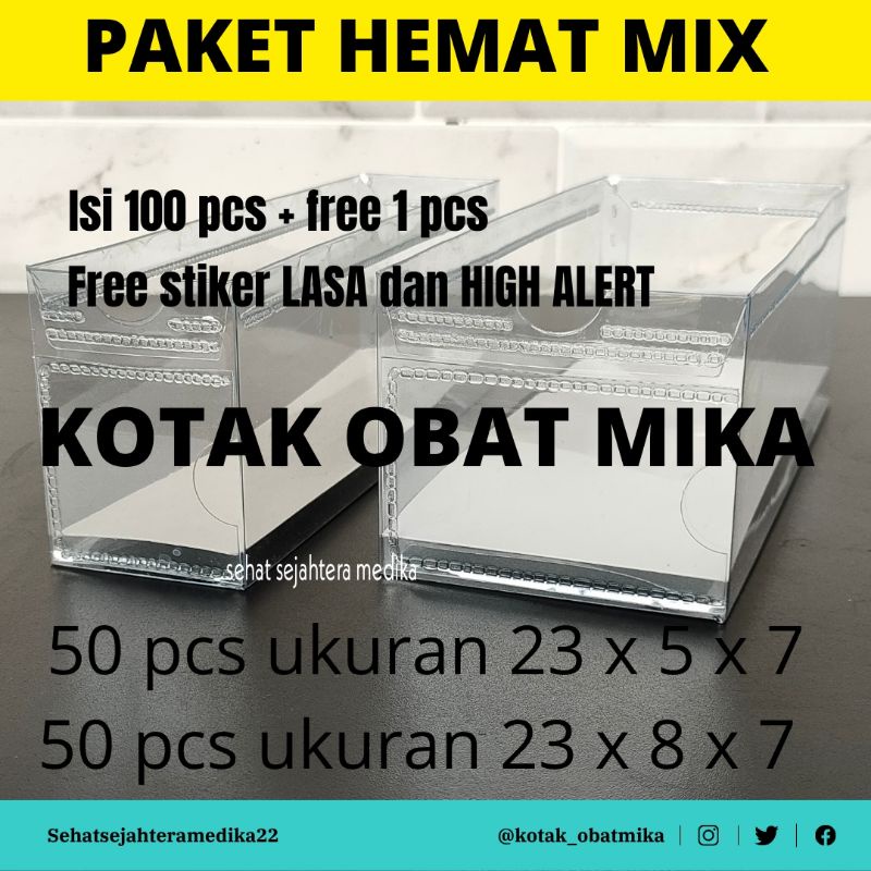Jual kotak obat mika paket mix 50 pcs ukuran 23 x 5 x 7 dan 50 pcs ...