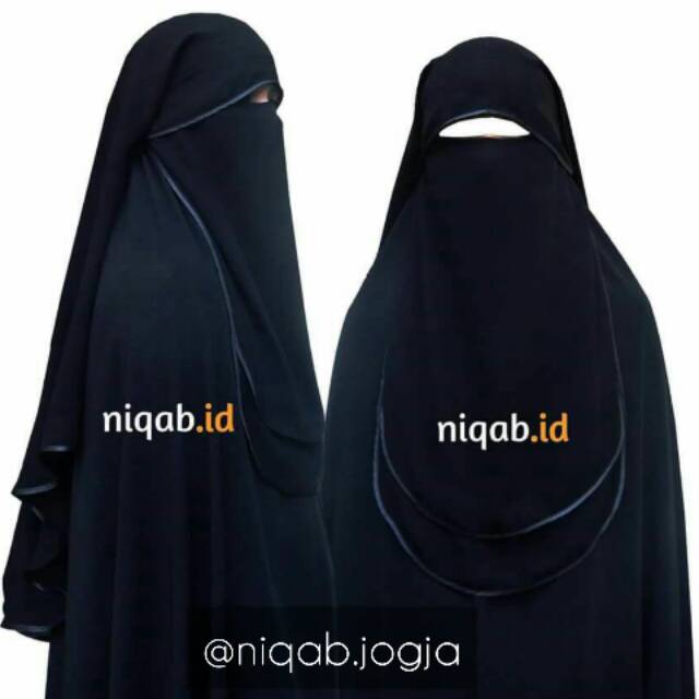 Jual Niqab/cadar Sara Non Kancing Bis Hitam Sifon Arab Jet Black (Niqab ...