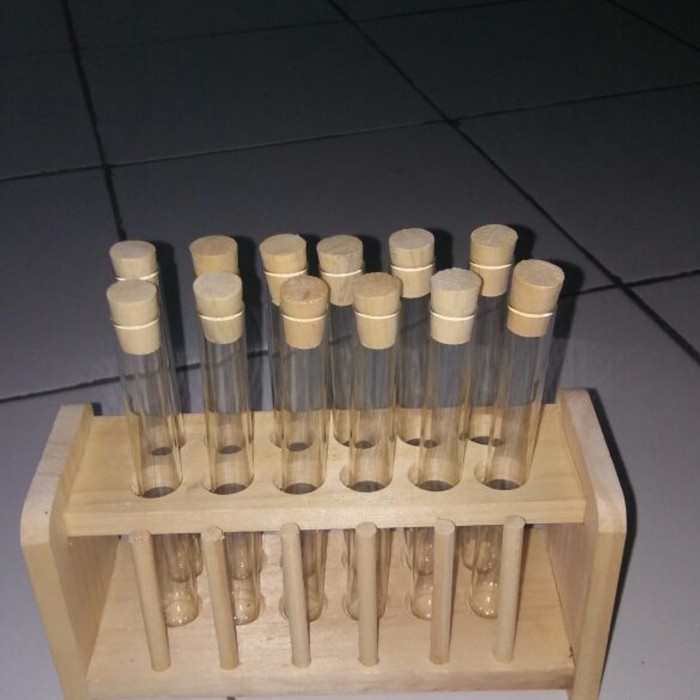 Jual paket tabung reaksi dan tutup gabus 12 pcs dan rak kayu | Shopee ...