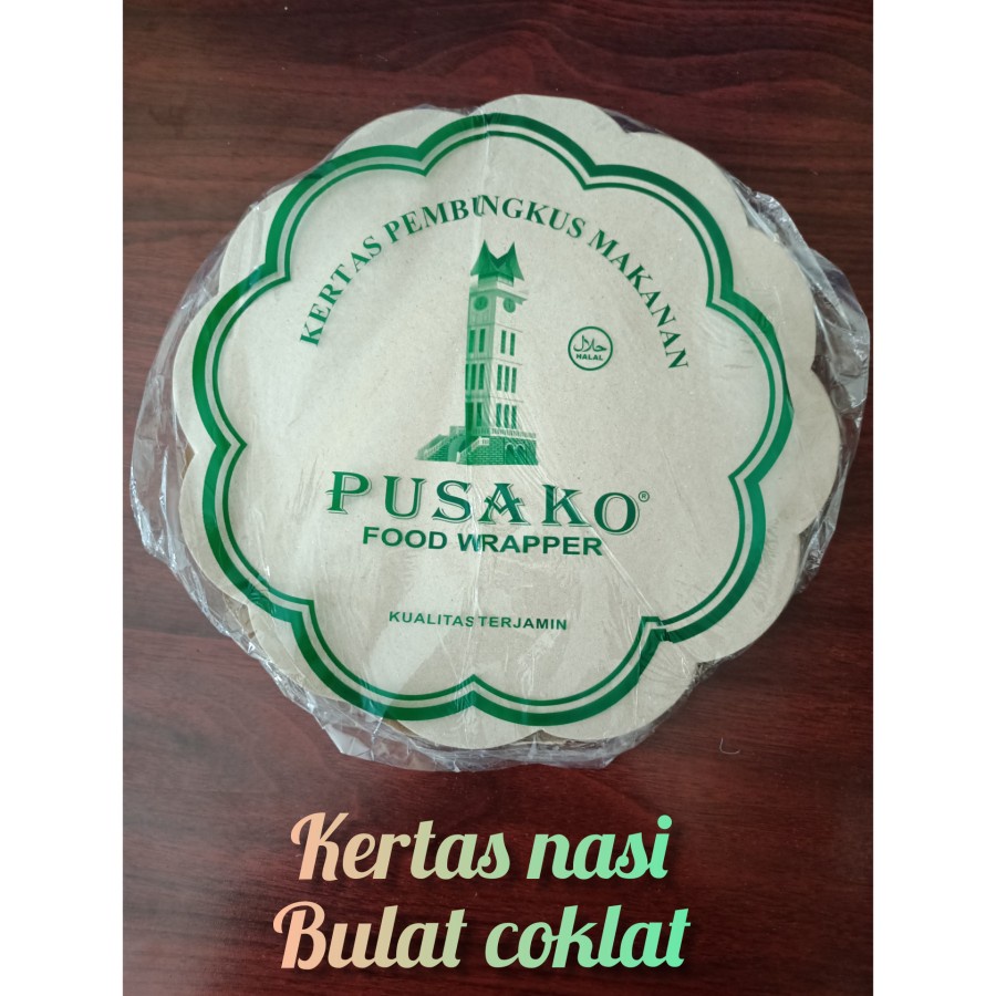 Jual kertas nasi bulat bungkus makanan / kertas nasi coklat bulat isi ...