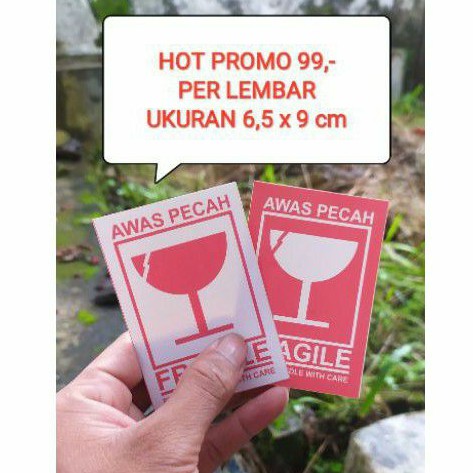 Jual Stiker fragile / Sticker Fragile ukuran 6,5 cm x 9 cm bahan stiker ...