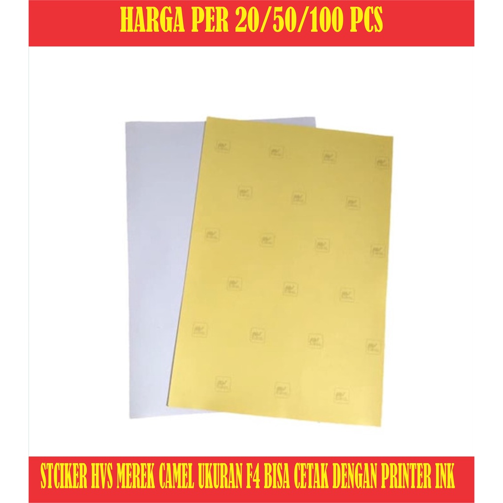 Jual kertas stiker HVS print ukuran folio F4 isi 20/50/100 lembar ...