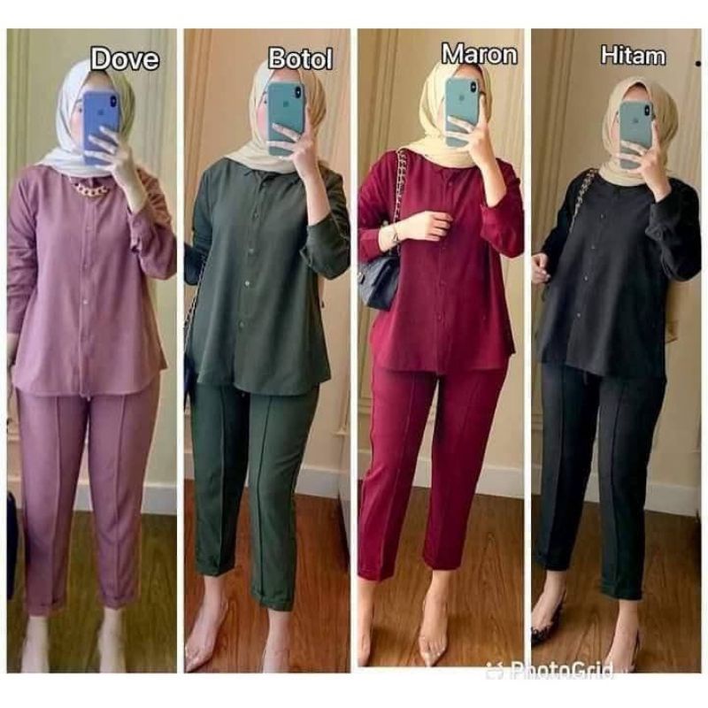 Jual Baju Setelan Rayon Kemeja Wanita Dewasa Polos Perempuan Bahan ...