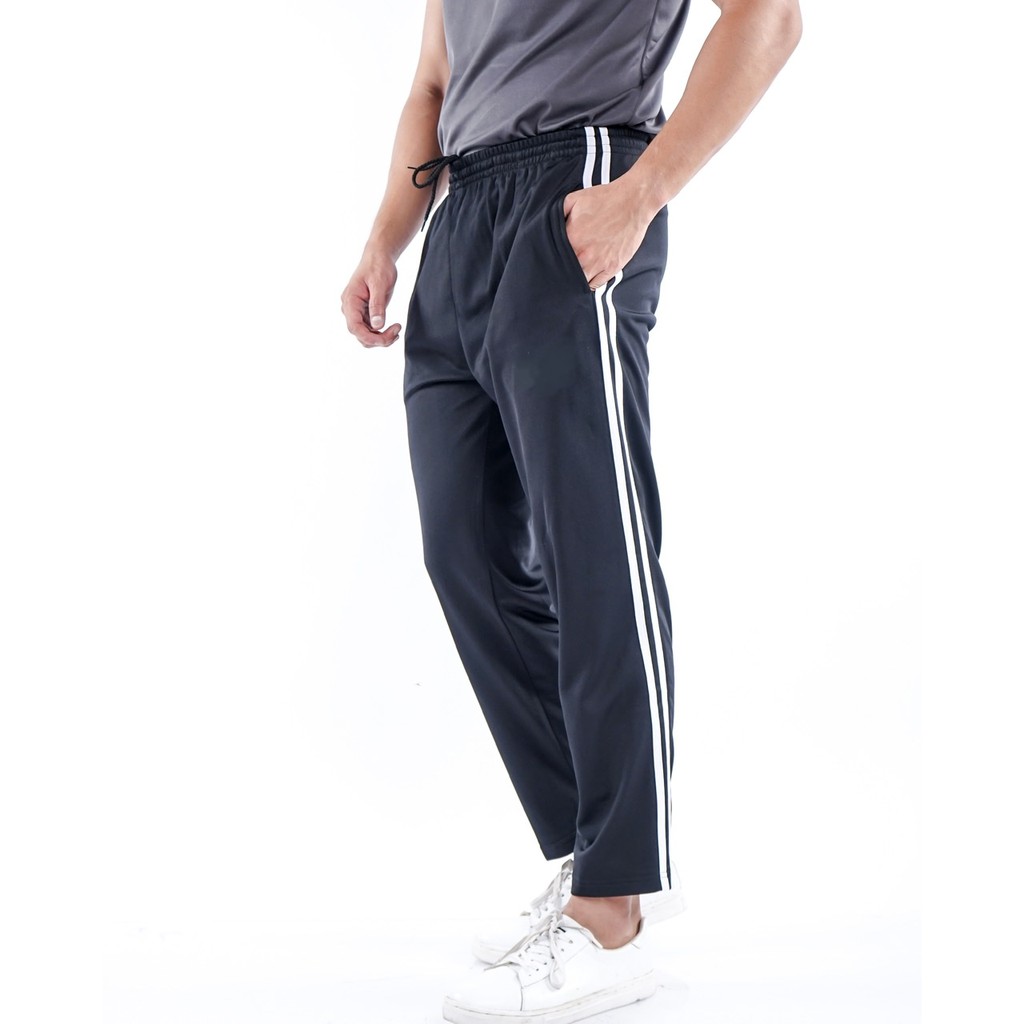 Jual Training Olahraga / Celana Training Panjang Polos Hitam 2 Strip ...