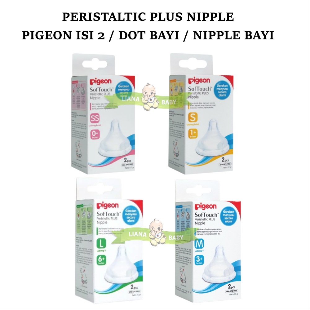 Jual BOSU34 PERISTALTIC PLUS NIPPLE PIGEON Wide Neck ISI 2 / DOT BAYI Untuk Botol Gendut wide ...