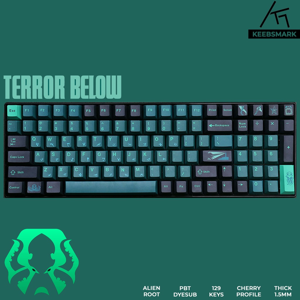 Jual Keycaps Terror Below Cherry Profile 129 Keys PBT Dyesub Keyboard ...