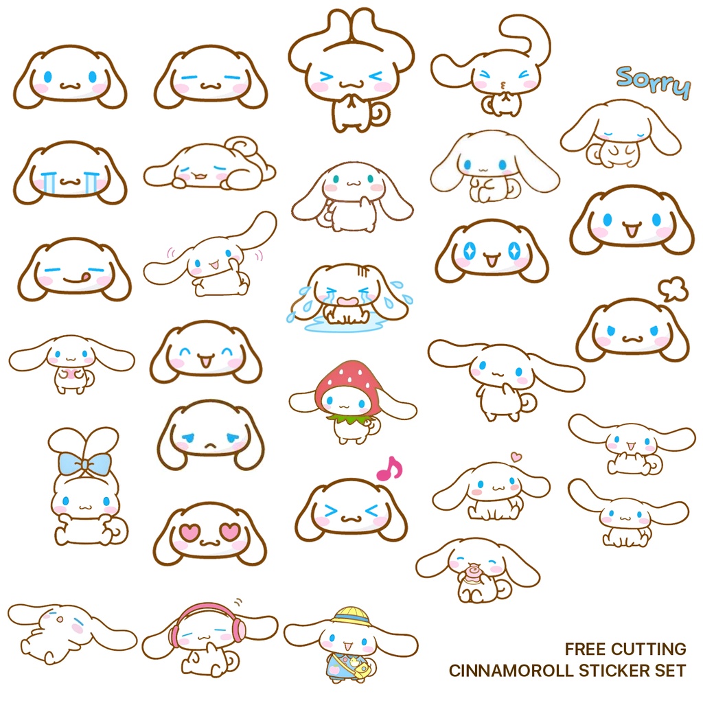 Jual Cinnamoroll Waterproof Sticker Set include 30pcs korean aesthetic ...