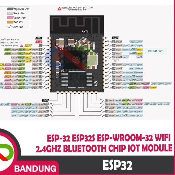 Jual ESP32 ESP-32 ESP32S ESP-WROOM-32 WIFI 2.4GHZ BLUETOOTH CHIP IOT MODULE | Shopee Indonesia